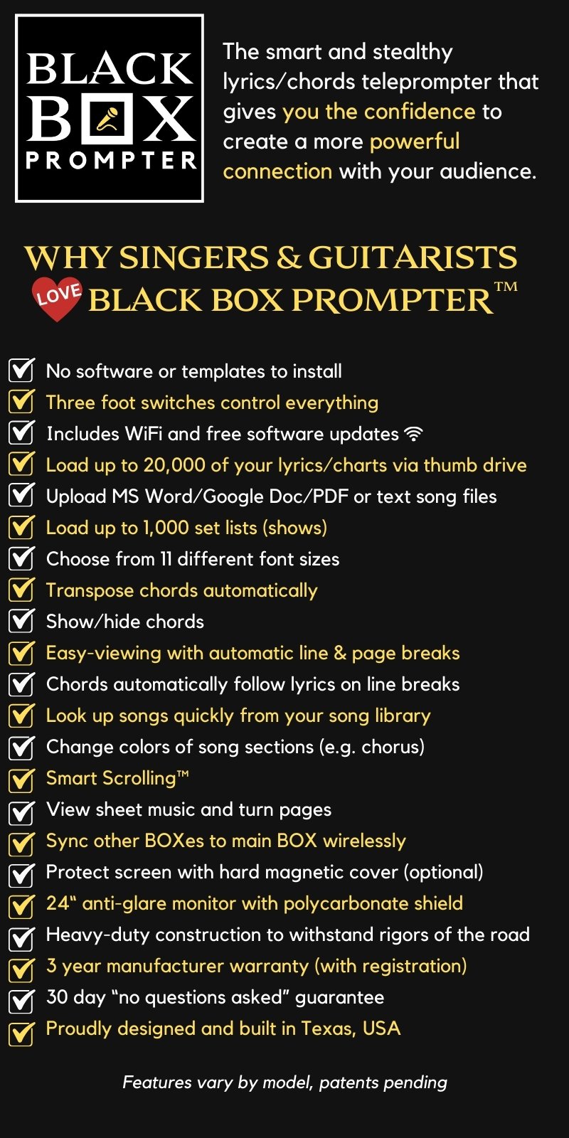 BLACK BOX Prompter – The Smart Lyrics / Chord Floor Monitor